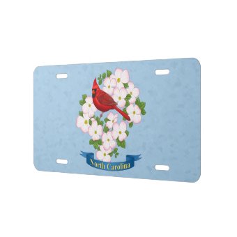 North Carolina State Cardinal Bird Dogwood Flower License Plate | Zazzle