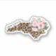 North Carolina State Leopard Print With Flowers Sticker | Zazzle