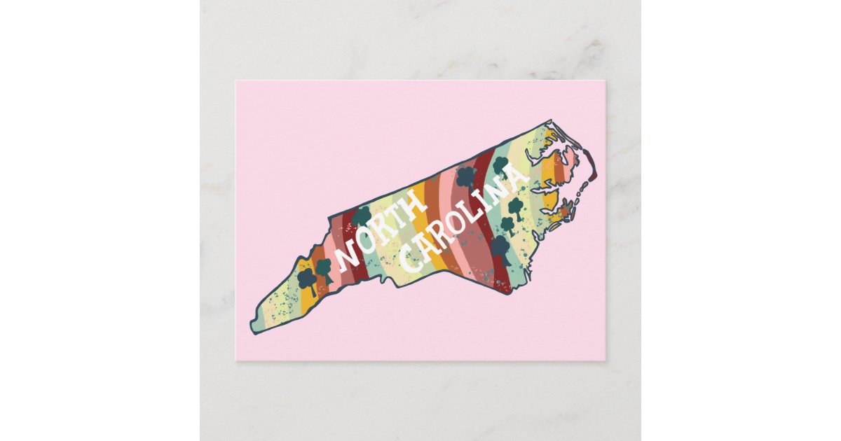 North Carolina State Map Illustrated Bold Colorful Postcard | Zazzle