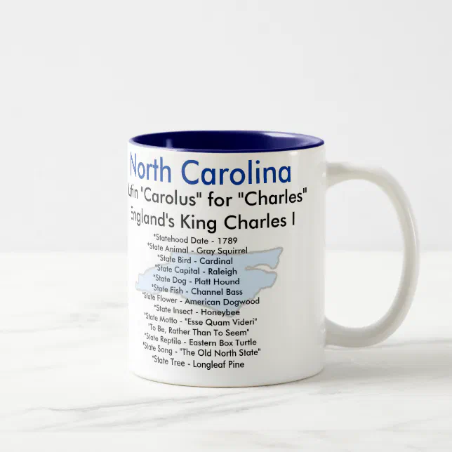 North Carolina Symbols & Map Two-Tone Coffee Mug | Zazzle