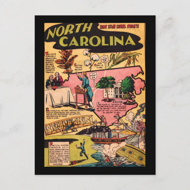 North Carolina The Tar Heel State Postcard | Zazzle