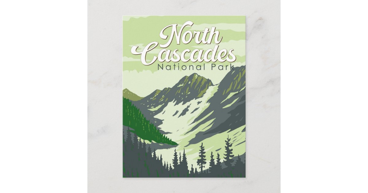 North Cascades National Park Illustration Travel Postcard | Zazzle