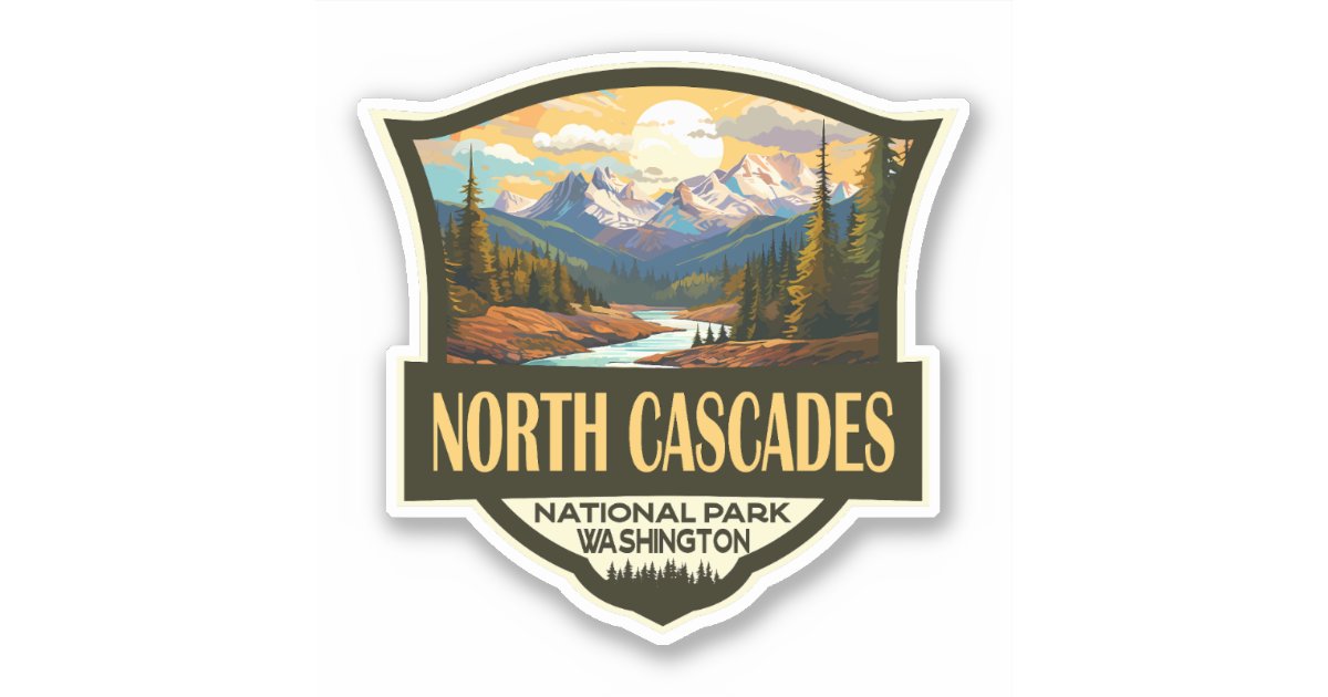 North Cascades National Park Illustration Travel Sticker | Zazzle