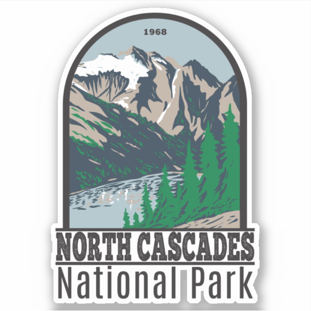 North Cascades National Park Mount Triumph Retro Sticker | Zazzle