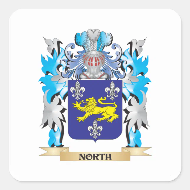North Coat of Arms - Family Crest Square Sticker | Zazzle