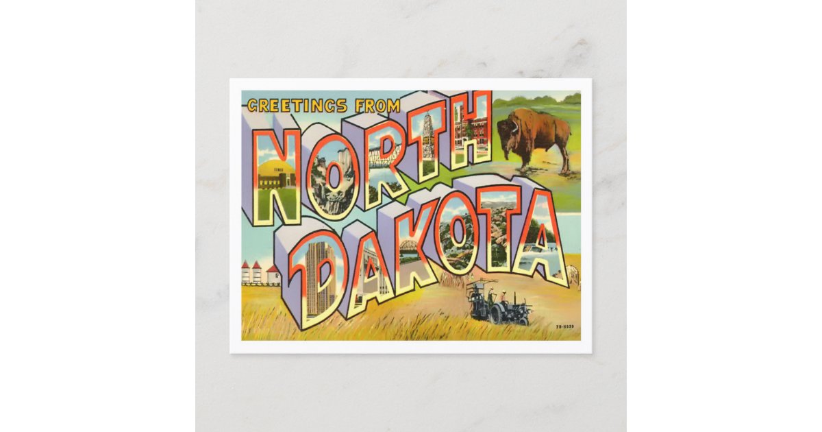 North Dakota Big Letters Postcard | Zazzle