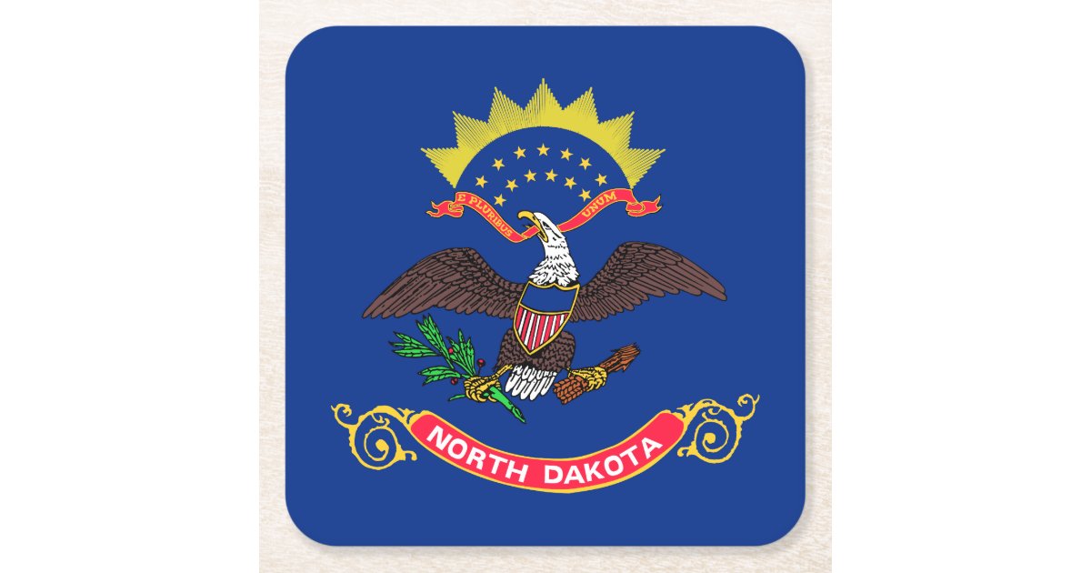 North Dakota State Flag Square Paper Coaster | Zazzle
