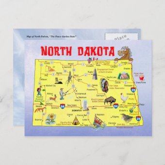 North Dakota State Map Postcard | Zazzle