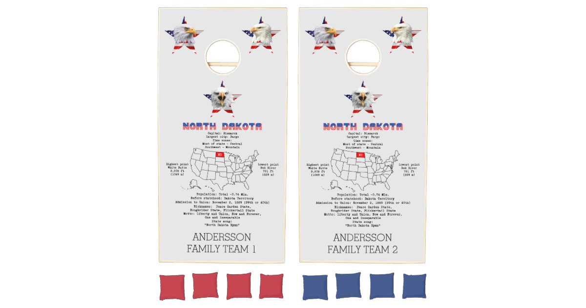 North Dakota State Patriotic Customizable Cornhole Set | Zazzle