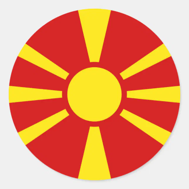 North Macedonia Flag Classic Round Sticker | Zazzle