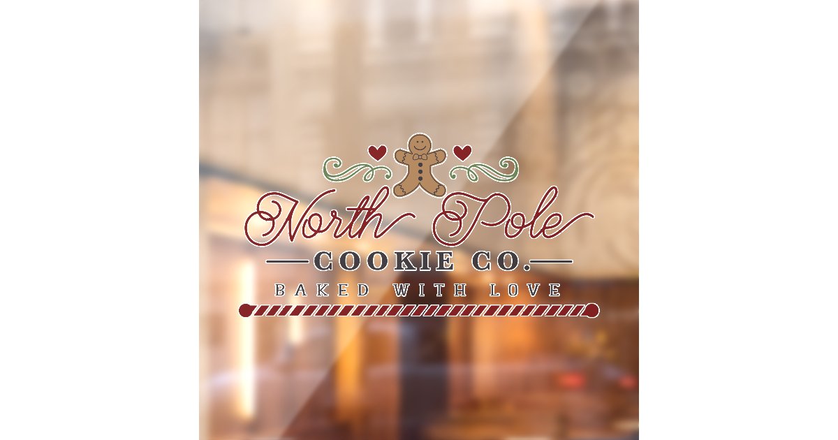 North pole bakery cookie word art window cling | Zazzle