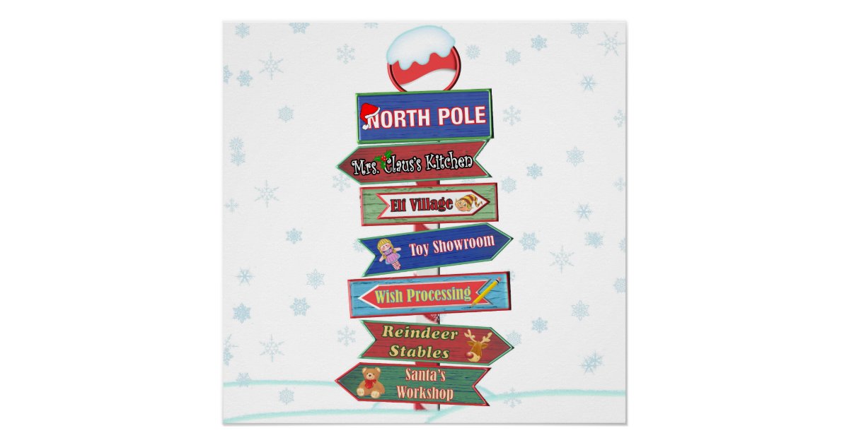 North Pole Directional Sign | Zazzle