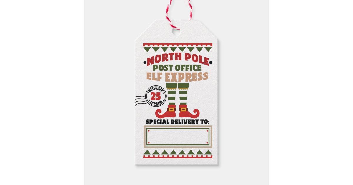 North Pole Elf Express Delivery from Santa Gift Tags | Zazzle