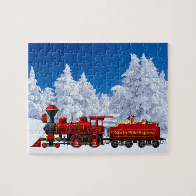 north pole express christmas train jigsaw puzzle | Zazzle
