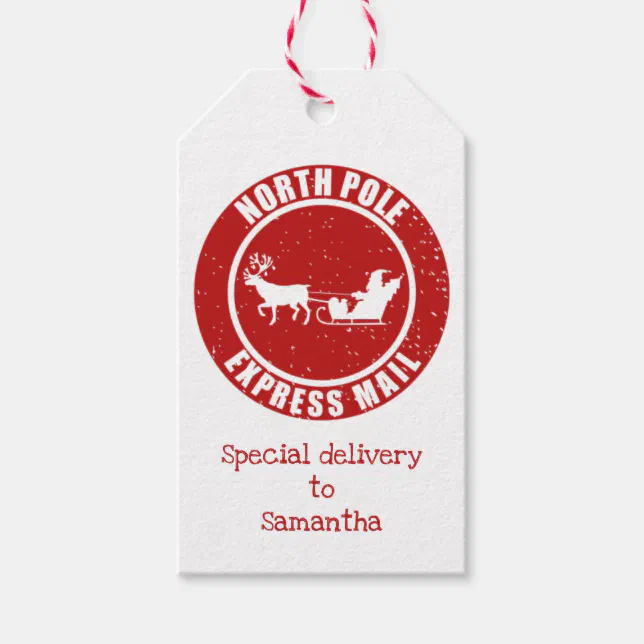 North Pole Express Mail Gifts from Santa Christmas Gift Tags | Zazzle
