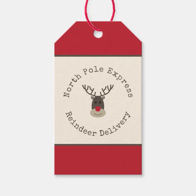 North Pole Express Reindeer Rudolph Gift Tag | Zazzle
