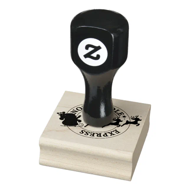 North Pole Express Santa & Reindeer Rubber Stamp | Zazzle