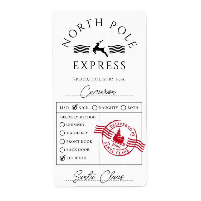 North Pole Express Special Delivery Label | Zazzle
