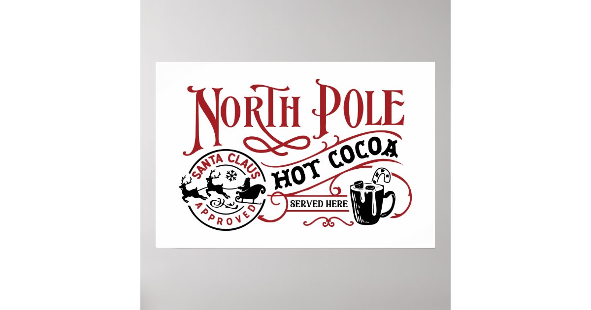 North Pole hot cocoa word art Poster | Zazzle
