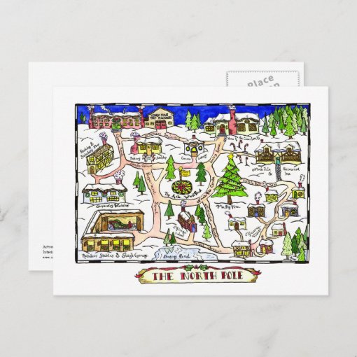 North Pole Map Christmas Postcard | Zazzle