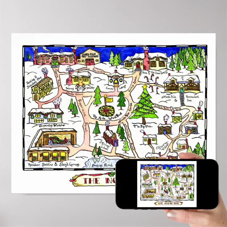 North Pole Map Poster | Zazzle