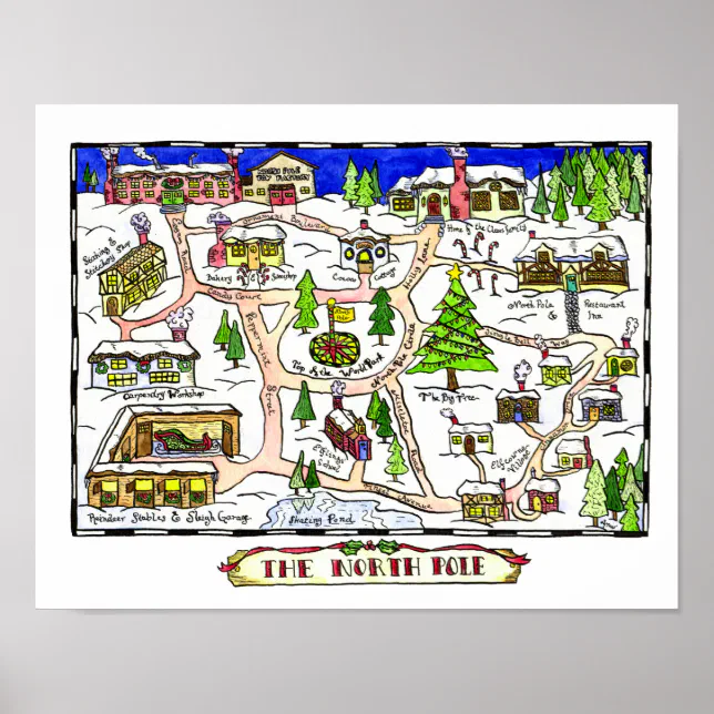 North Pole Map Poster | Zazzle