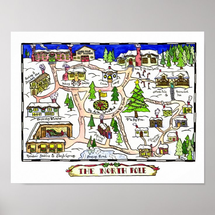 North Pole Map Poster | Zazzle