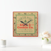 North Pole Milk and Cookie Co. Square Wall Clock | Zazzle