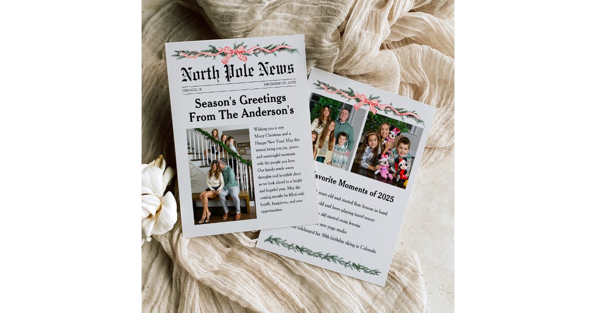 North Pole Newspaper Christmas Photo Card | Zazzle