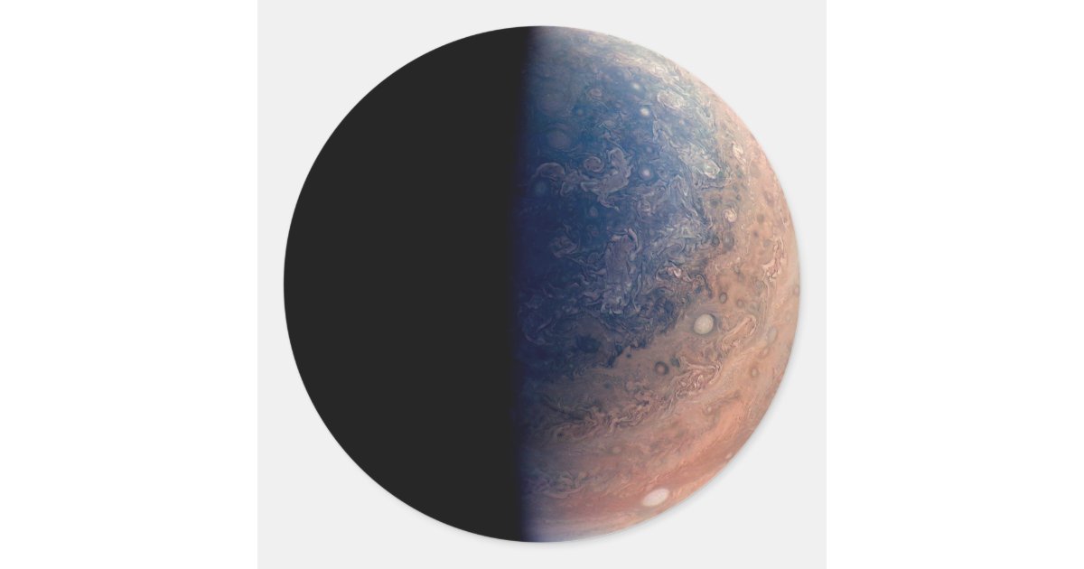 North pole of Jupiter image from Juno Classic Round Sticker | Zazzle