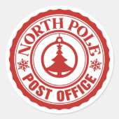North Pole Post Office Classic Round Sticker | Zazzle