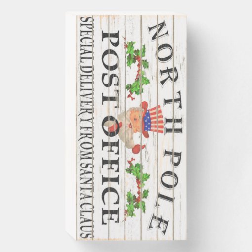 NORTH POLE POST OFFICE WOODEN BOX SIGN | Zazzle