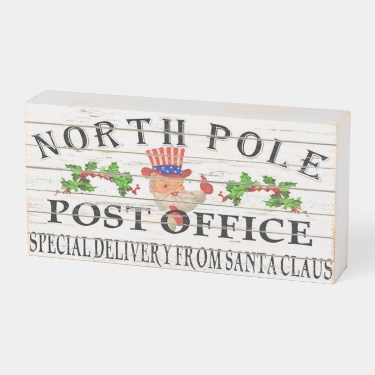 NORTH POLE POST OFFICE WOODEN BOX SIGN | Zazzle