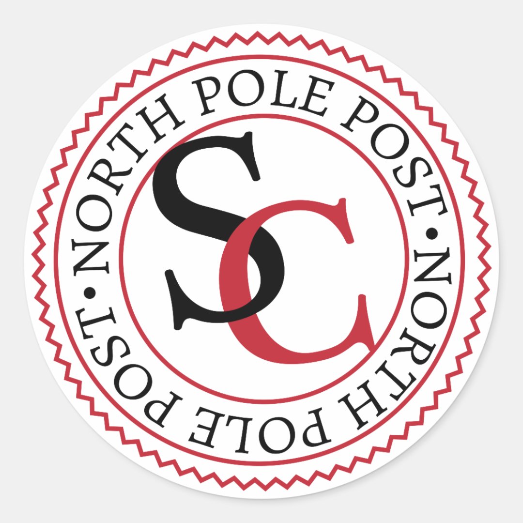 North Pole Post Santa Claus Classic Round Sticker | Zazzle