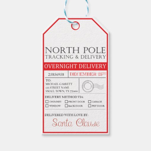 North Pole Santa Claus Delivery Christmas Gift Tags | Zazzle