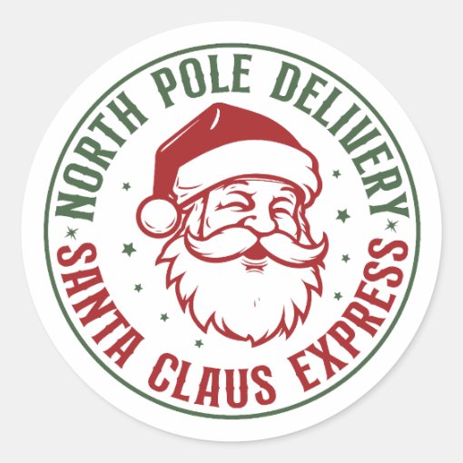 North Pole Santa Claus Special Delivery Classic Round Sticker | Zazzle