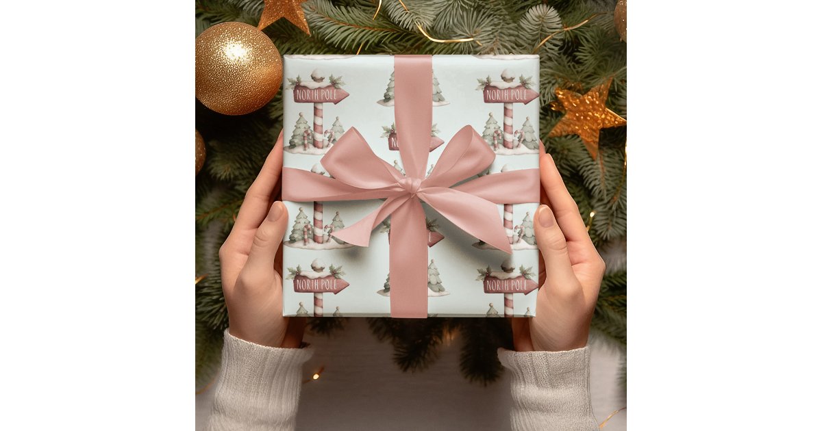 North Pole Sign | Wrapping Paper | Zazzle