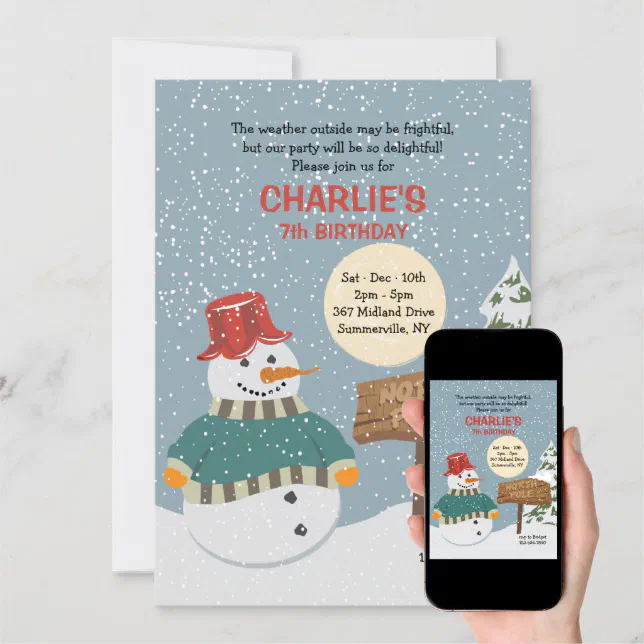 North Pole Snowman Invitation | Zazzle