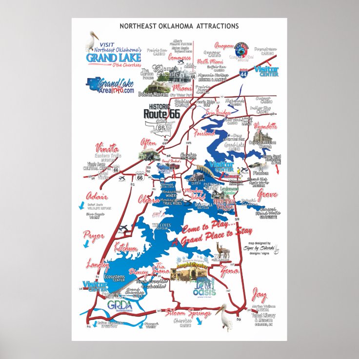 northeast OK attractions map Poster | Zazzle