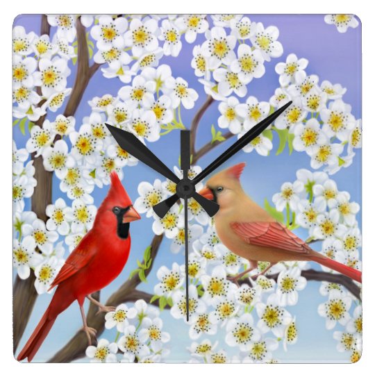 Northern Cardinal Birds Wall Clock | Zazzle.com