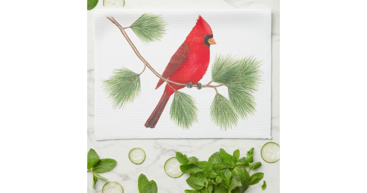 Northern Cardinal Kitchen Towel | Zazzle