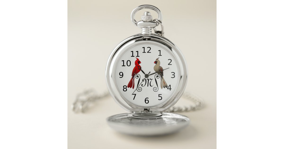 Northern Cardinal SongBird Pocket Watch | Zazzle