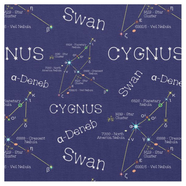 Constellation Of Stars Cygnus Or Swan Fabric | Zazzle