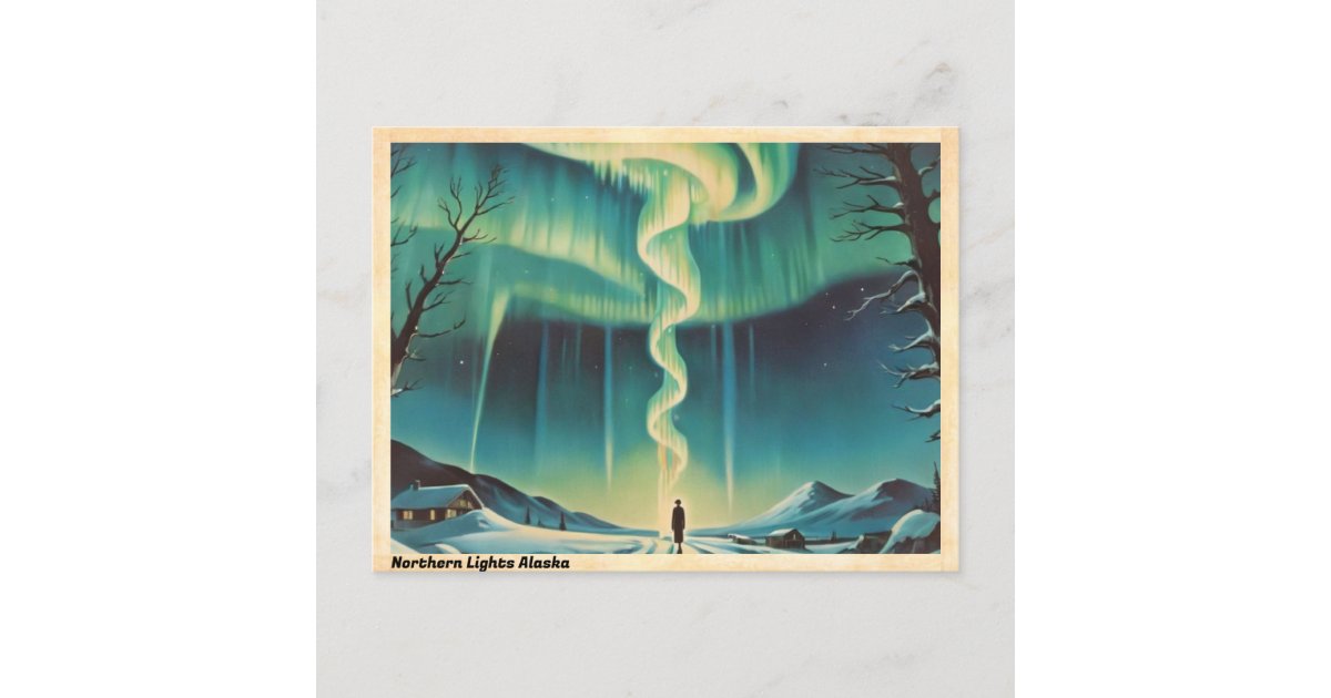 Northern Lights Alaska Vintage Travel Postcard | Zazzle