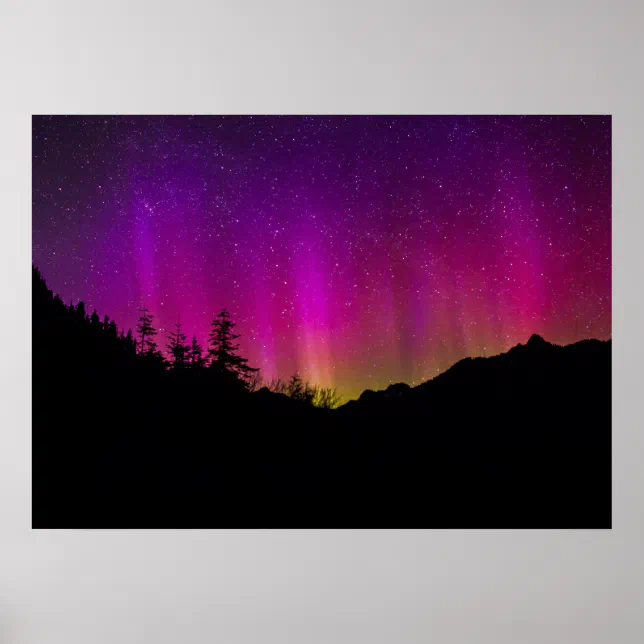 Northern Lights Aurora Borealis Starry Night Sky Poster | Zazzle