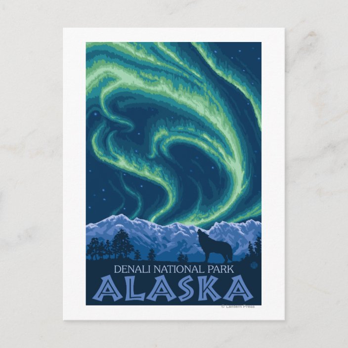 Northern Lights - Denali National Park, Alaska Postcard | Zazzle