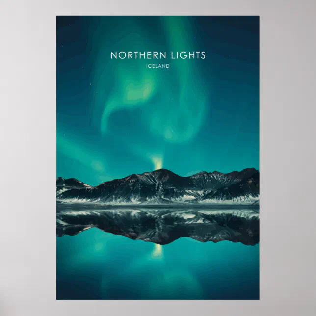 Northern Lights, Iceland Travel Artwork Poster | Zazzle
