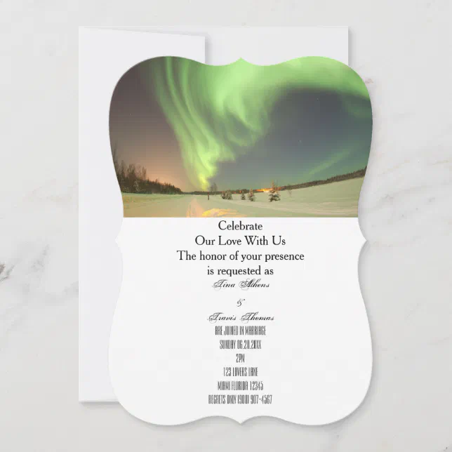Northern Lights Menu Wedding Party Guests Bridal Invitation | Zazzle