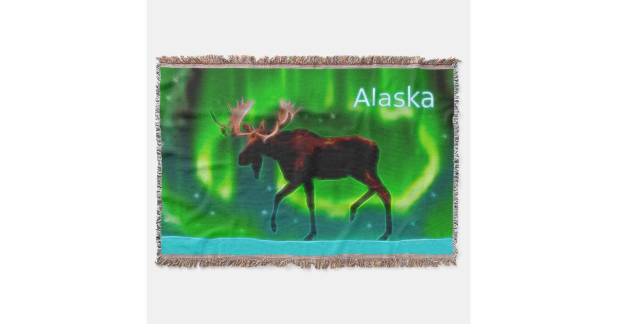 Northern Lights Moose Throw Blanket | Zazzle