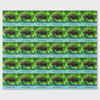 Northern Lights Moose Wrapping Paper | Zazzle